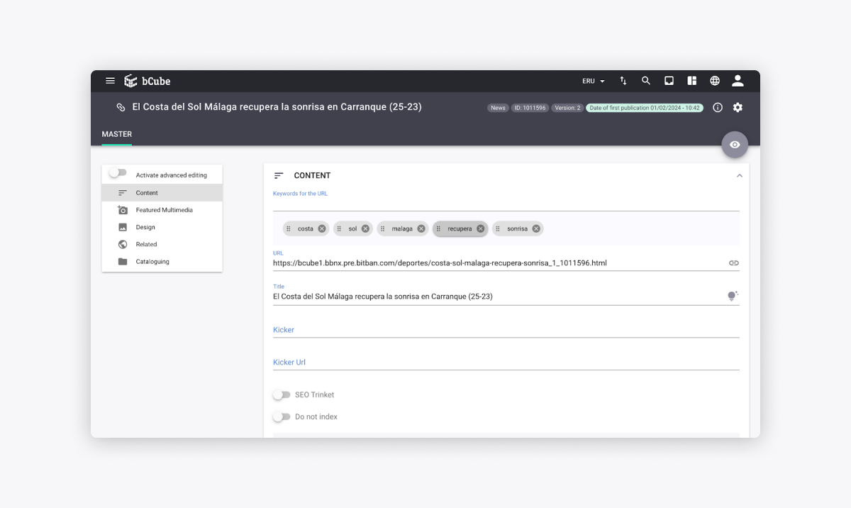 Click and Select vs. Drag and Drop en el gestor de portadas de bCube CMS